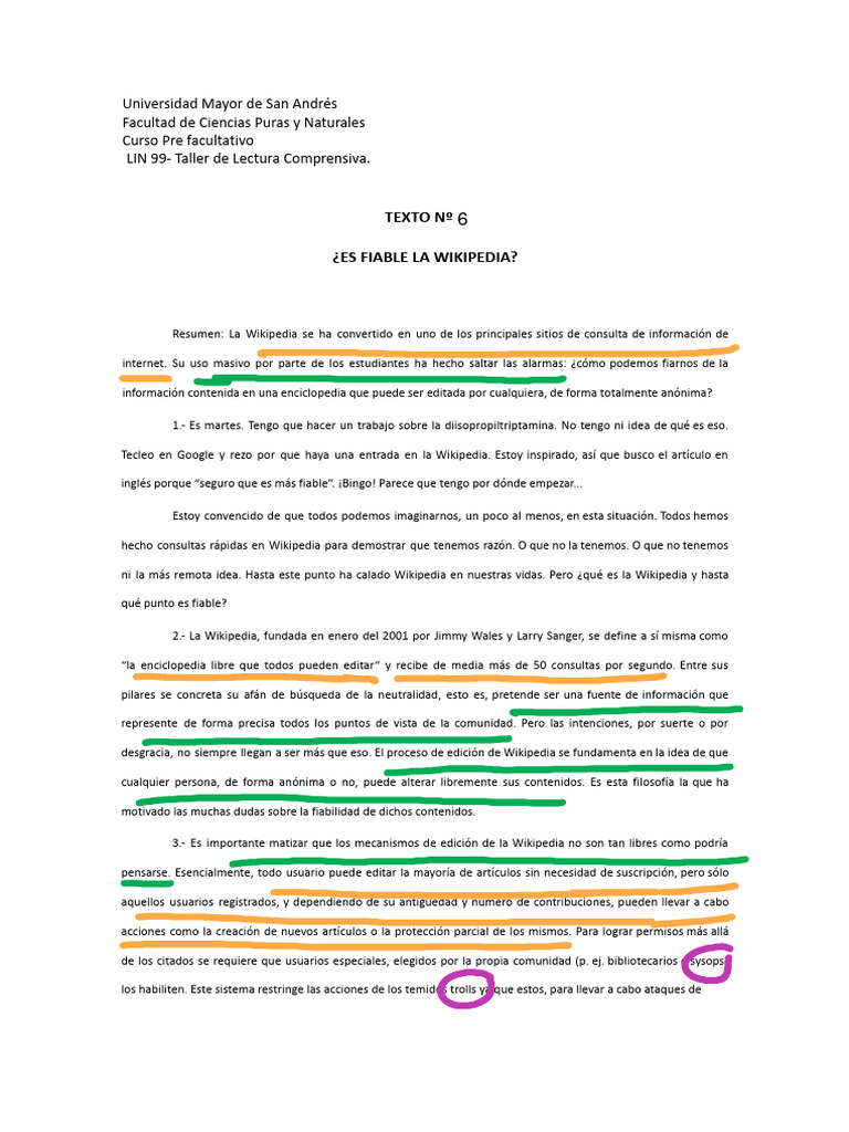 TEXTO N°6 Es Fiable La Wikipedia | PDF | Informática