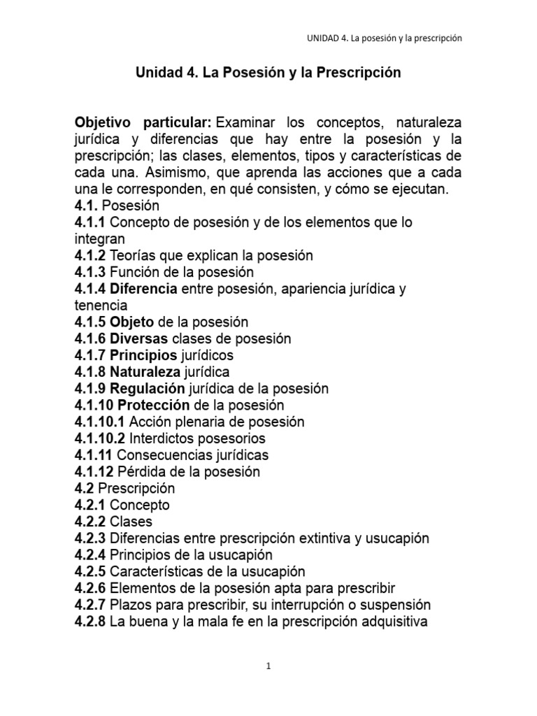 Unidad 4 | PDF | Posesión (Ley) | Estatuto de limitaciones