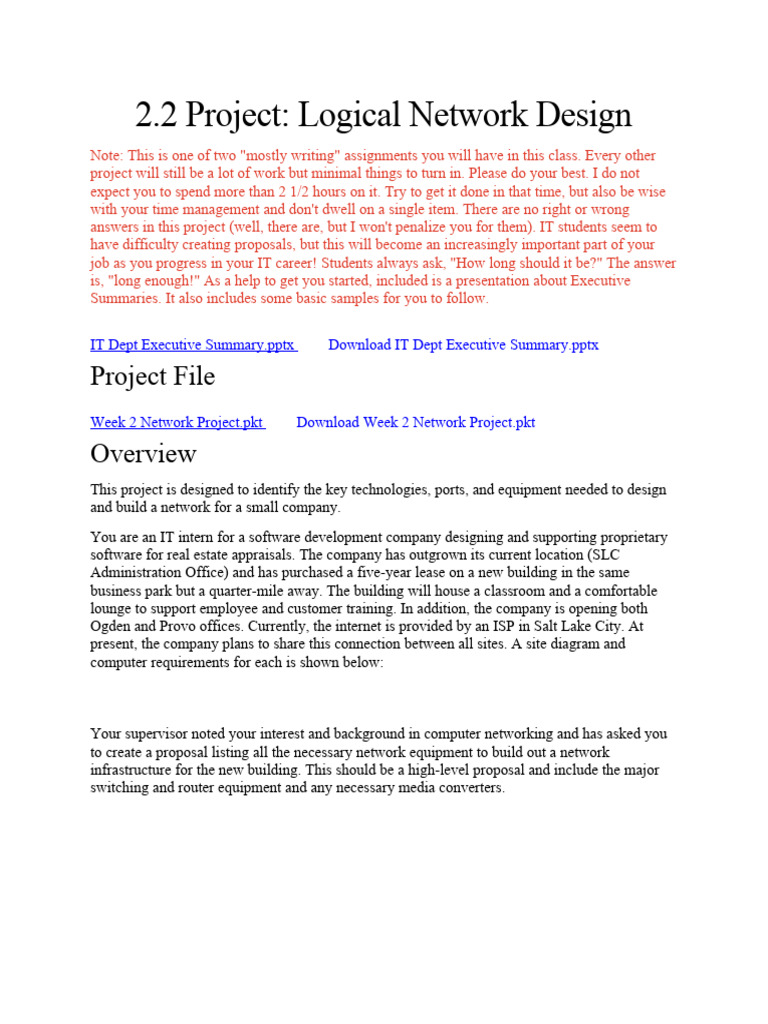 Logical Network Design Proposal Guide | PDF | Computer Network | Router ...