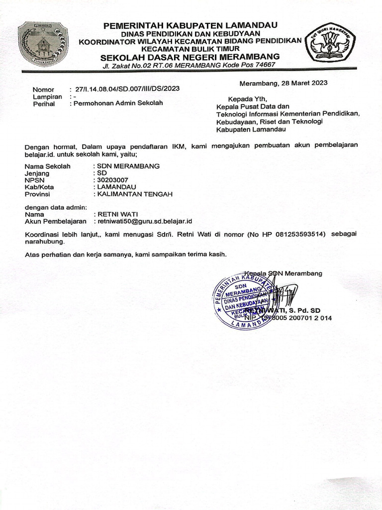 Permohonan Admin Id Belajar | PDF