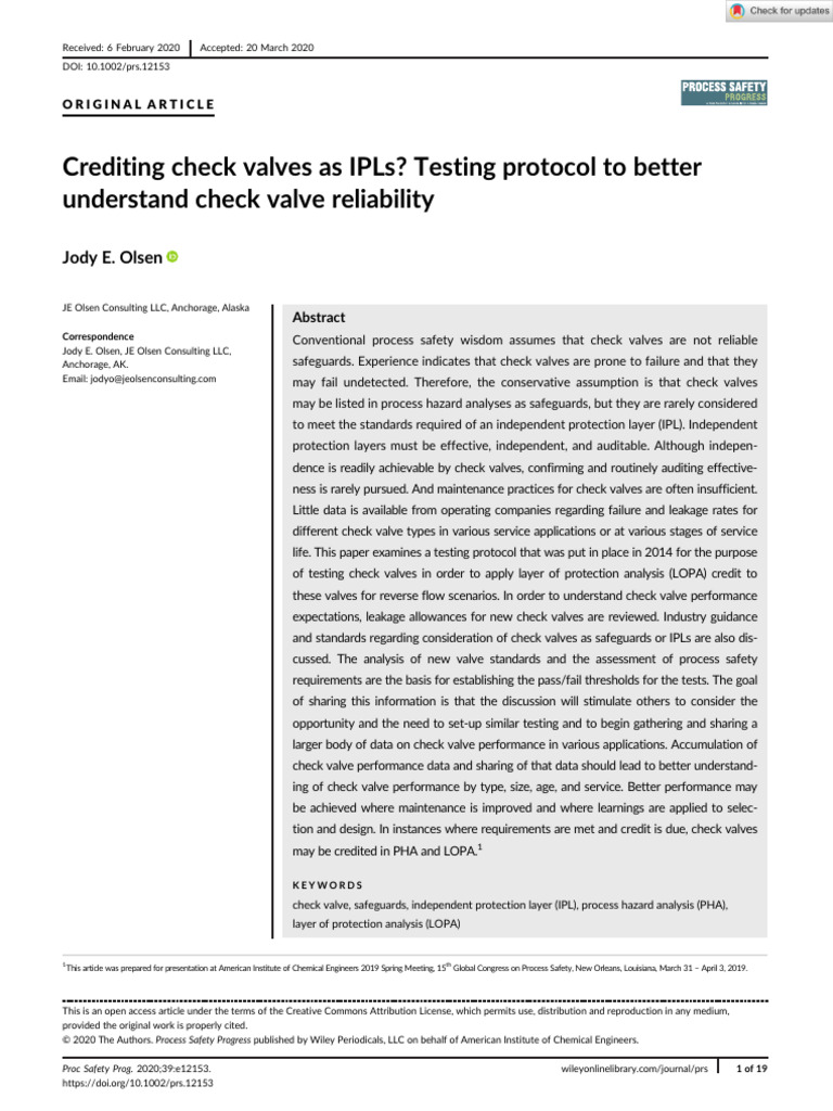 Check Valve Leakage Rates and Reliability | PDF | Reliability ...
