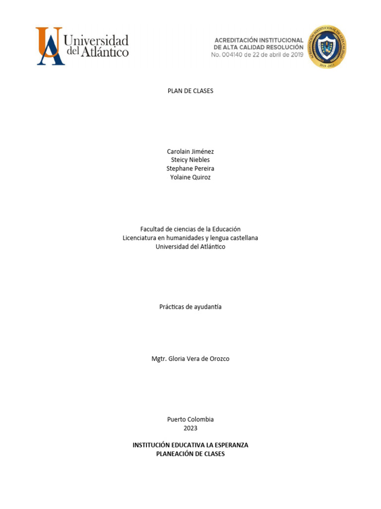 Plan de Clase Quinto Grado | PDF | Narración