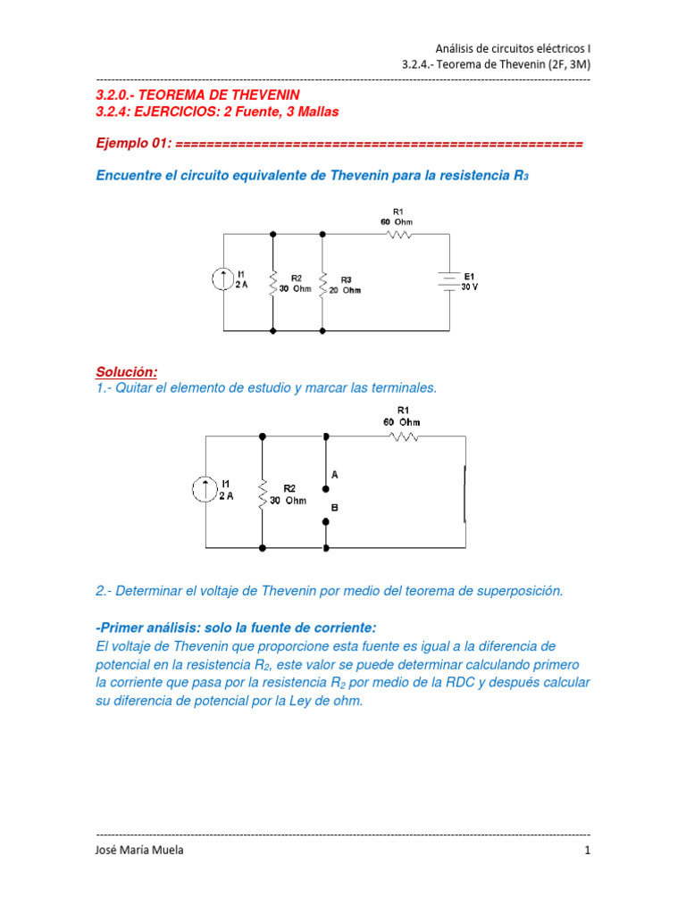 3.2.4. - Teorema Thevenin 2 Fuente 3 Mallas | PDF | Resistencia Eléctrica y Conductancia ...