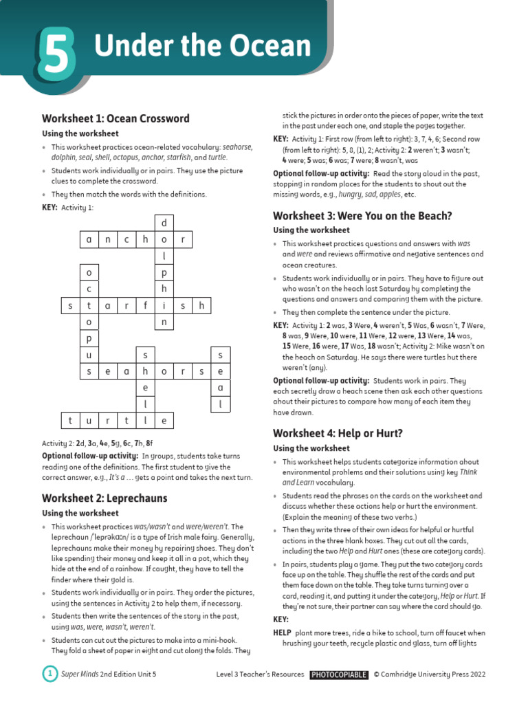 SM2ed American Teacher's Resources Worksheet F L3 U5 | PDF | Language Arts & Discipline