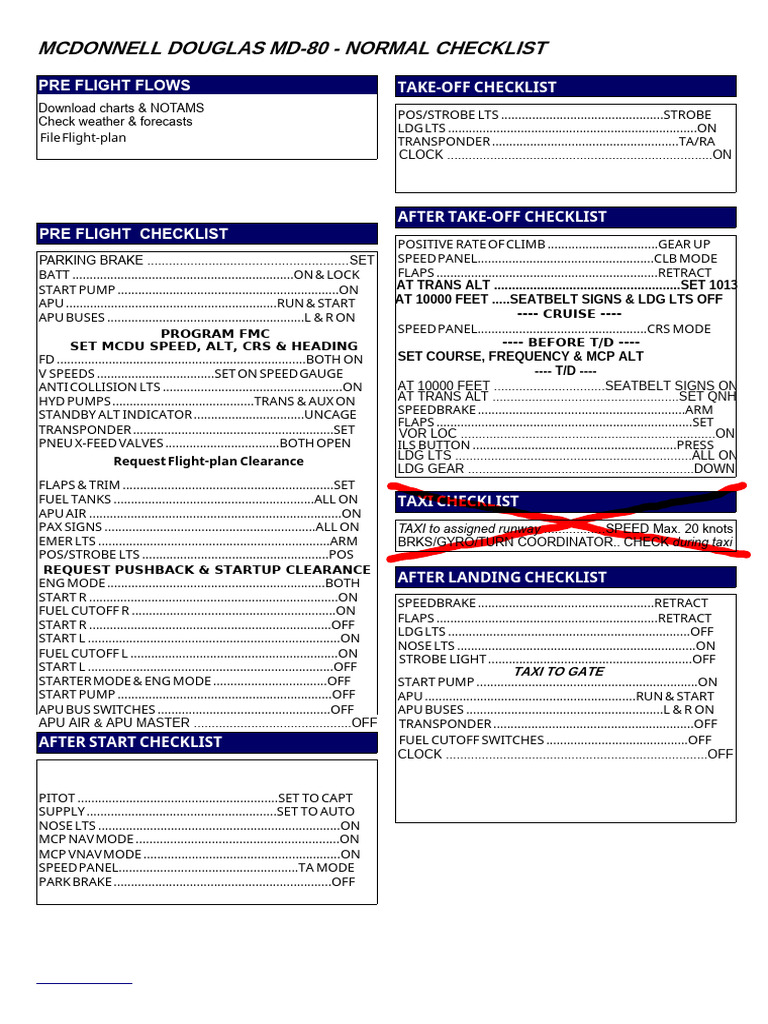 MD80CHECKLIST | PDF | Aerospace | Manufactured Goods