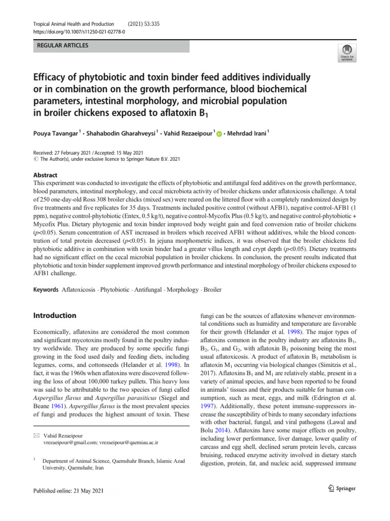 Phytobiotic Effects on Aflatoxin in Broilers | PDF | Liver | Transaminase