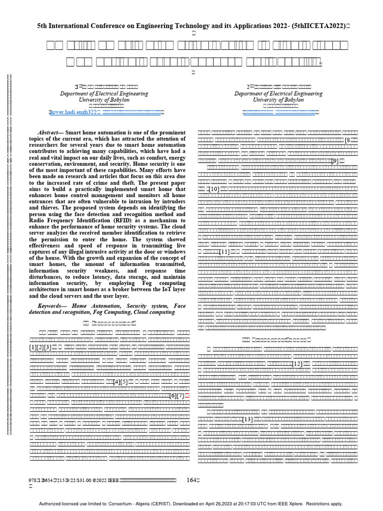 Smart Homes Automation System Using Cloud Computing Based Enhancement Security | PDF | Computer ...