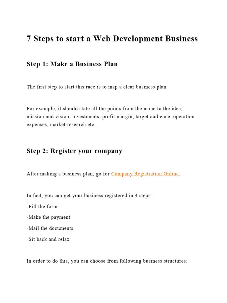 7 Steps To Start A Web Development Business | PDF | Banks | Business 7 Steps To Start A Web Development Business | PDF | Banks | Business
