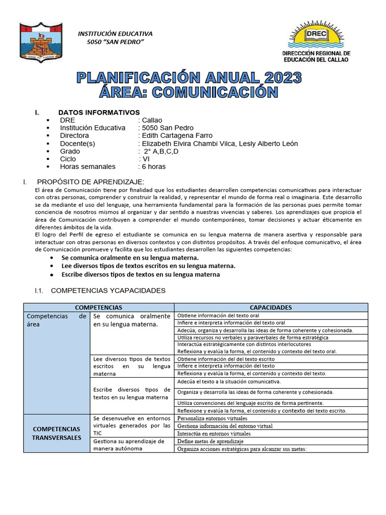 Planificación Anual 2do 2023 | PDF | Aprendizaje | Agua