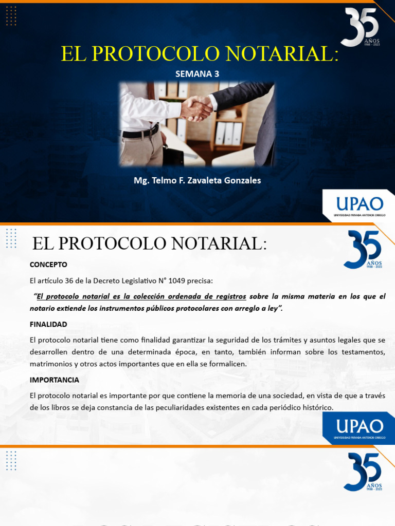 El Protocolo Notarial - Escritura Publica - Protocolizacion - Semana 3 | PDF | Derecho Civil ...