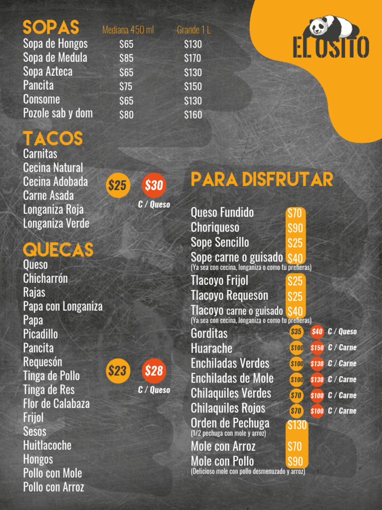 Menú del Restaurante El Osito | PDF | Alimentos | Cocina