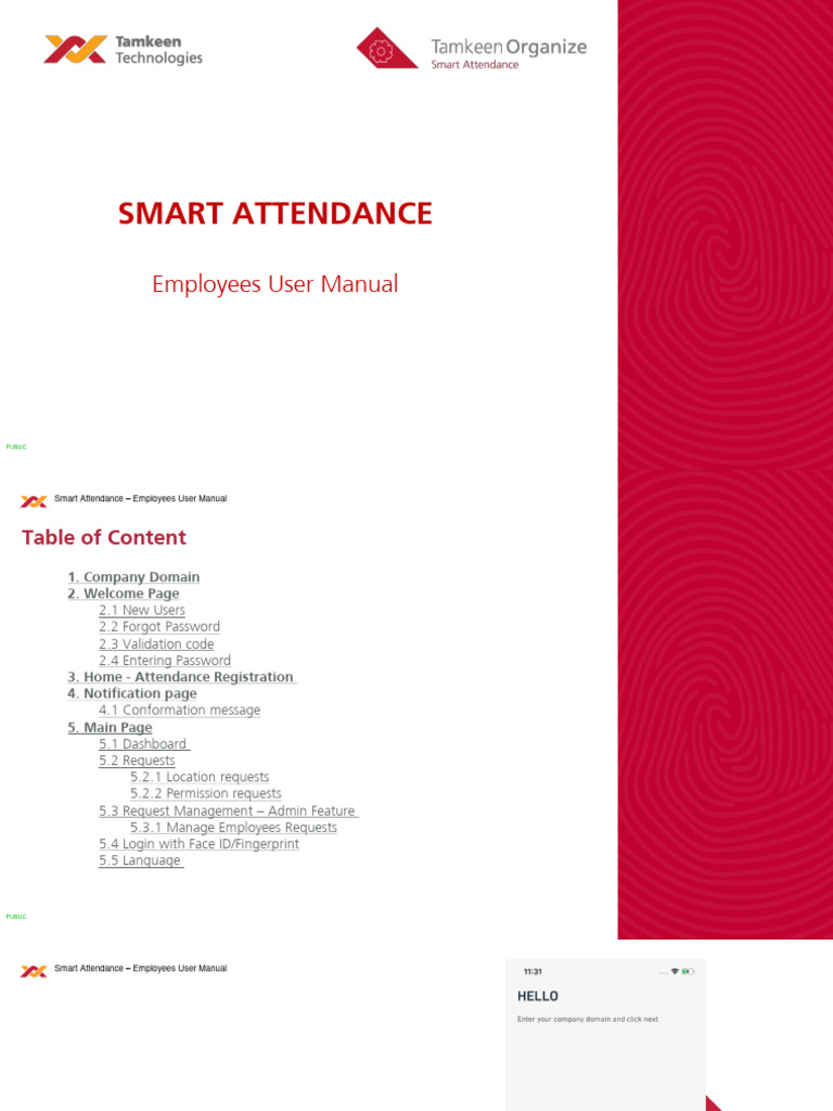Smart Attendance - Employee User Manual - (Eng) | PDF | Password | Login