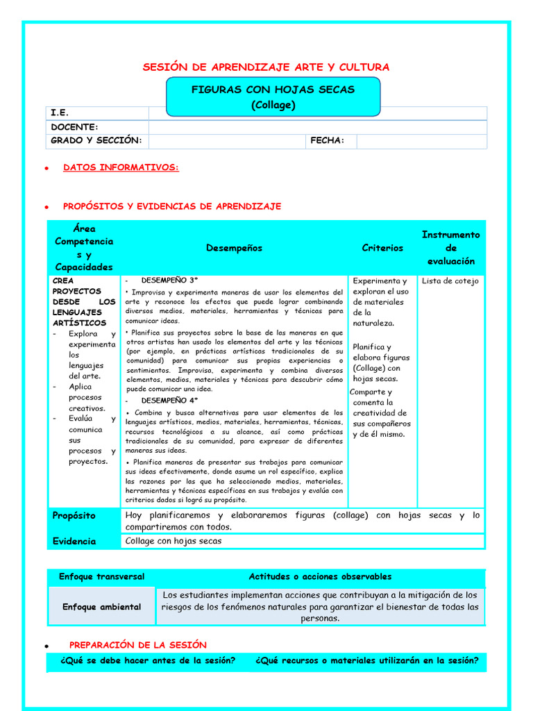 IV Ses Ayc Vier 25 Hojas Secas 965727764 Prof Yessenia | PDF | Evaluación