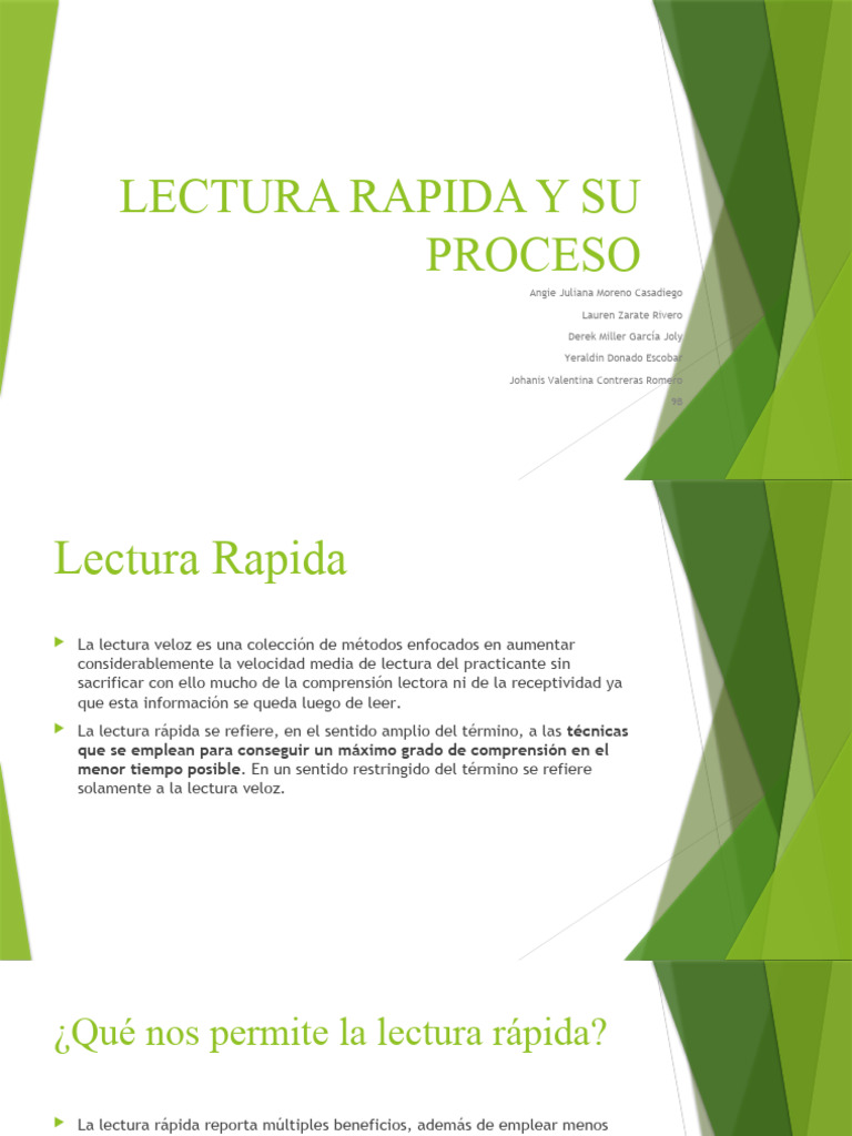 Técnicas y Beneficios de la Lectura Rápida | PDF | Lectura veloz ...