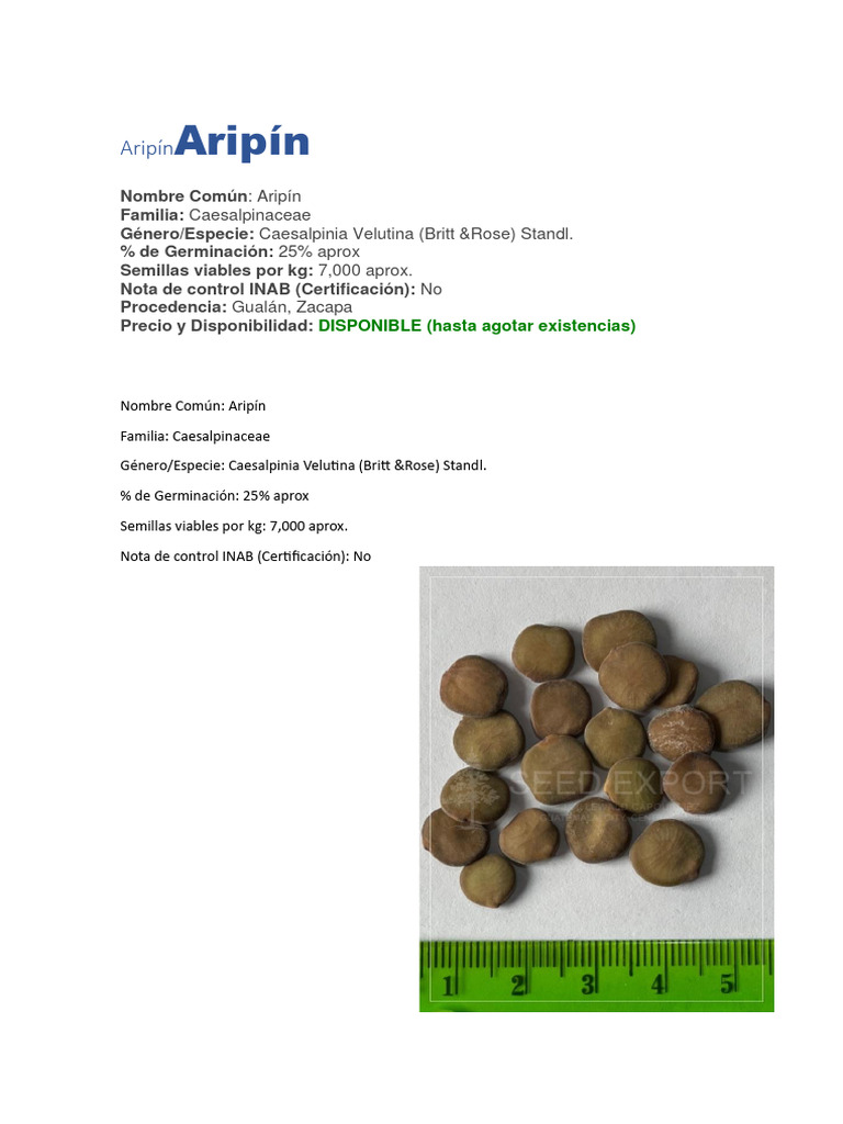 Aripín: Especie Forestal en Guatemala | PDF