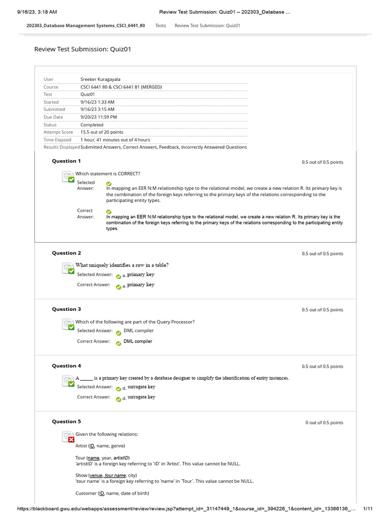Review Test Submission Quiz01 202303 Database Download Free Pdf Database Index 