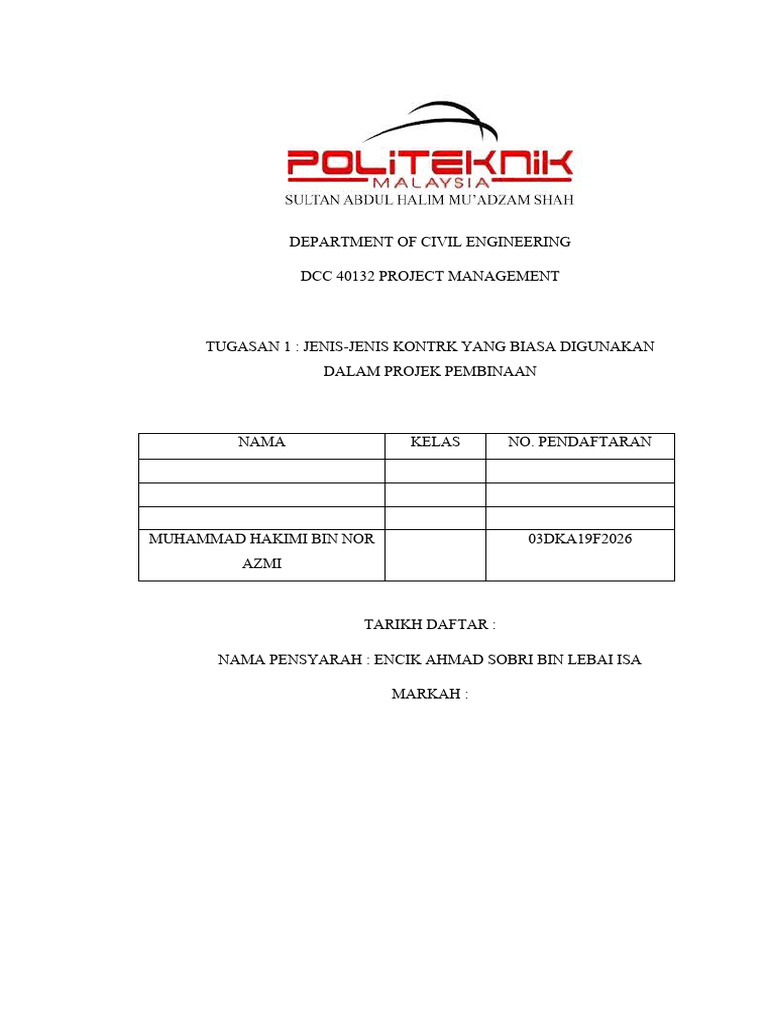 Projek Management Jenis-Jenis Kontrak | PDF