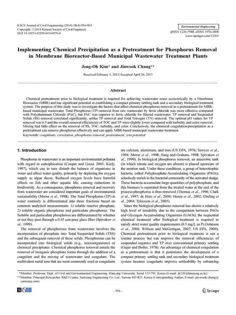 Implementing Chemical Precipit | PDF | Sewage Treatment | Ph