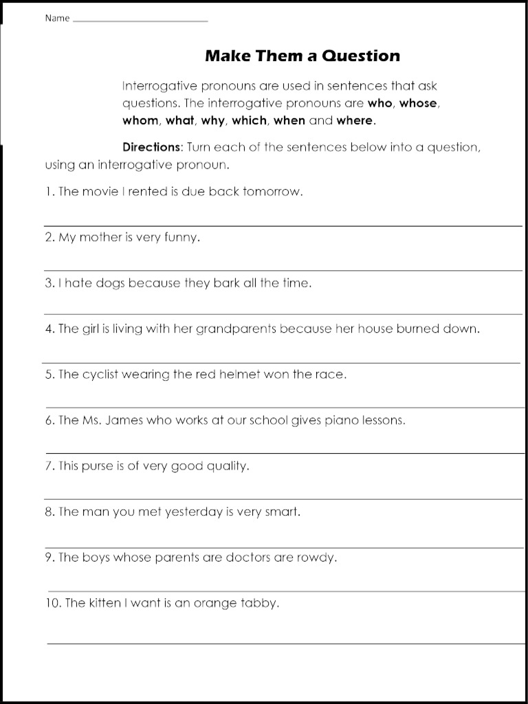 Make Sentences Into Questions | PDF