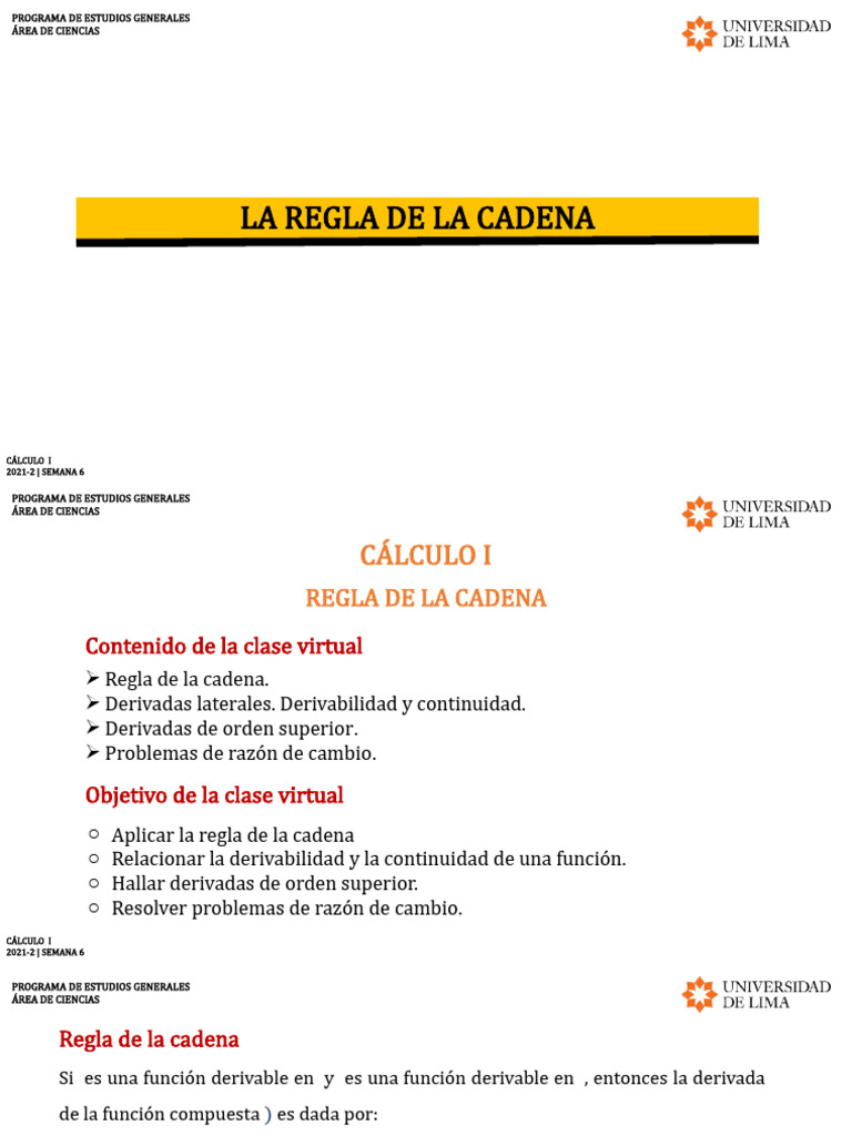 Semana 6 - Regla de La Cadena | PDF | Derivado | Función (Matemáticas)