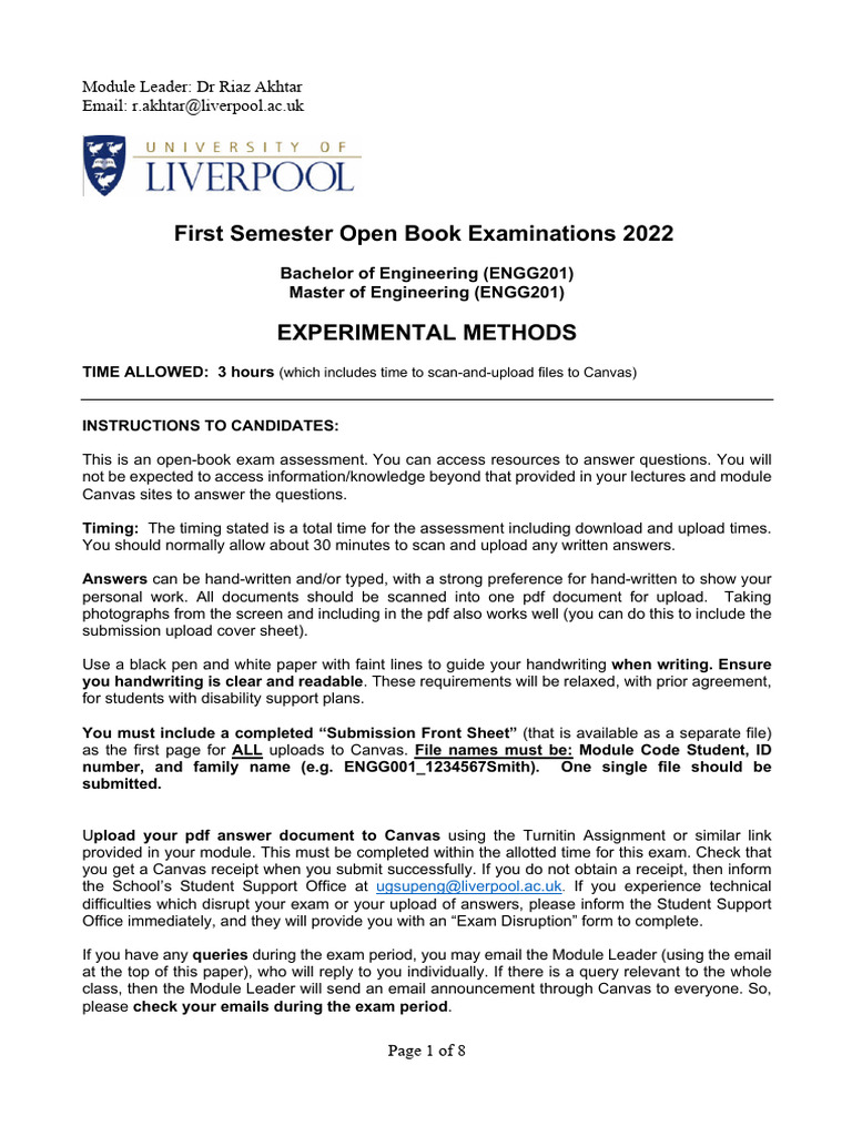 ENGG201 EXAM 2021-22 - Final | PDF | Chi Squared Distribution | Outlier