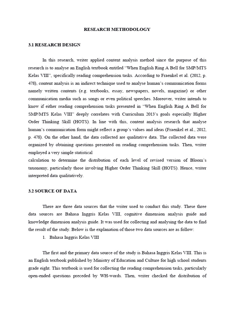 BAB 3 RESEARCH METHODOLOGY REVISI-ica | PDF | Reading Comprehension ...