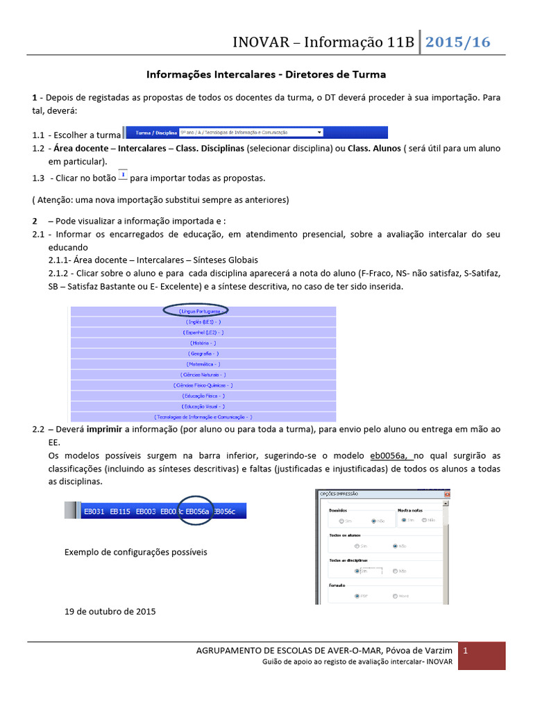 Guião de Avaliação Intercalar 2015/16 | PDF | Métodos e Materiais de ...