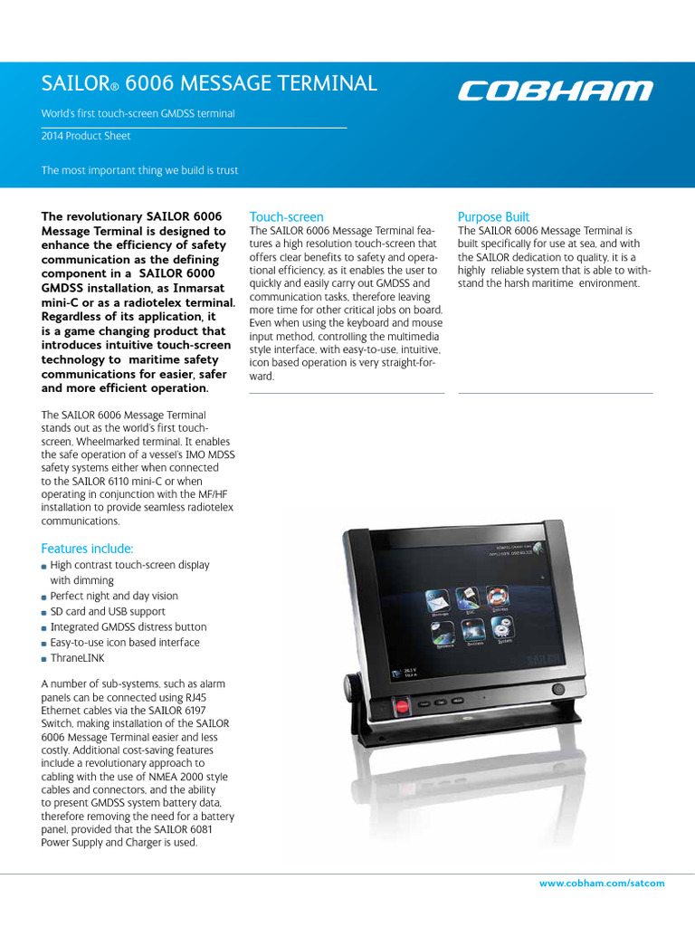 71-132181 Sailor 6006 Message Terminal Lo | PDF | Usb | Computing