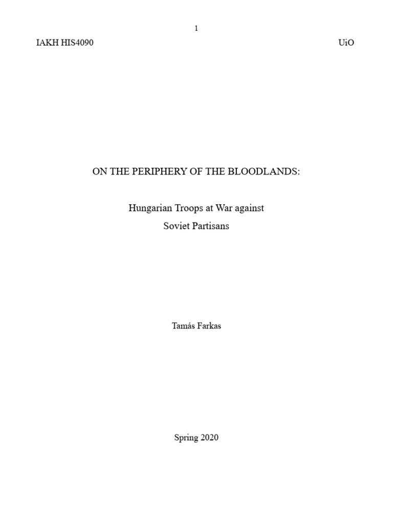 On The Periphery of The Bloodlands Hungarian Troops at War Against ...