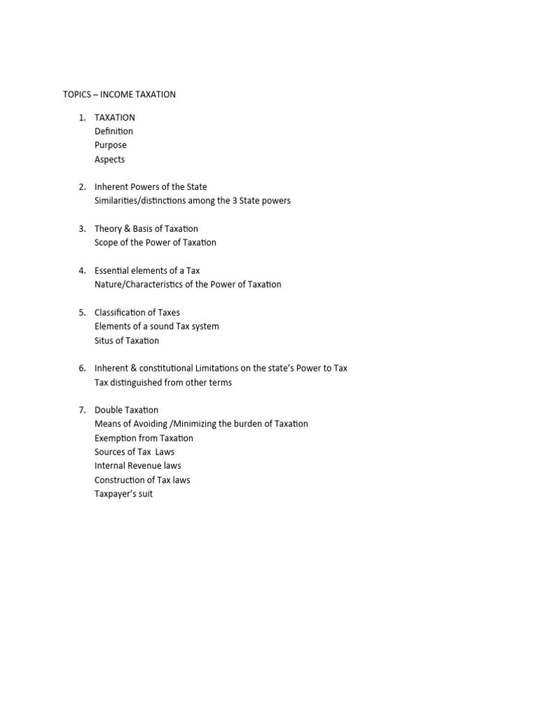 TOPICS Income Tax | PDF | Taxes | Gross Income