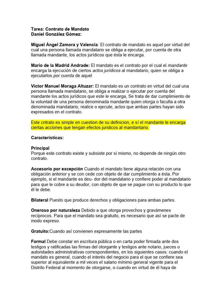 Contrato Mandato | PDF | Daños y perjuicios | Justicia