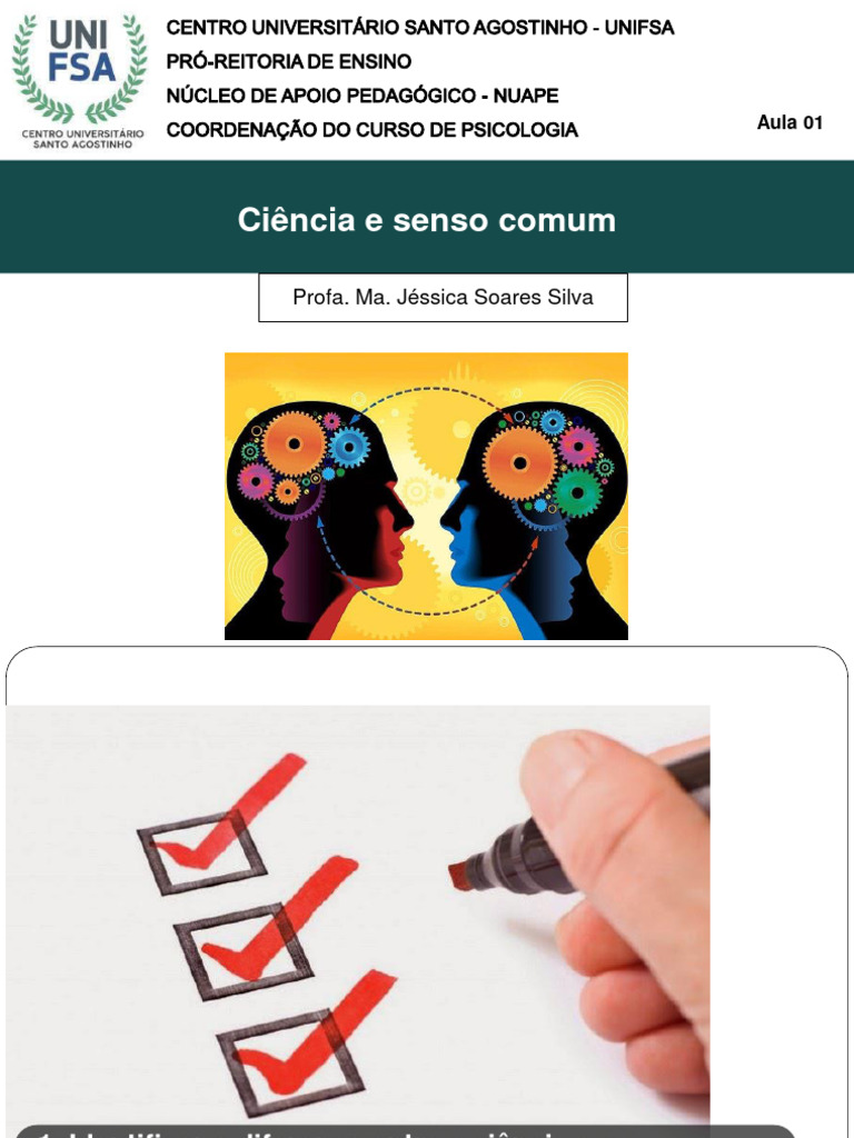 Ciencia e Senso Comum Aula1 | PDF | Psicologia | Science