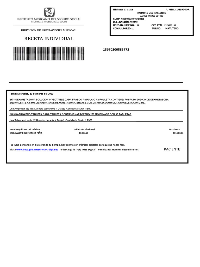 Receta IMSS Editable | PDF