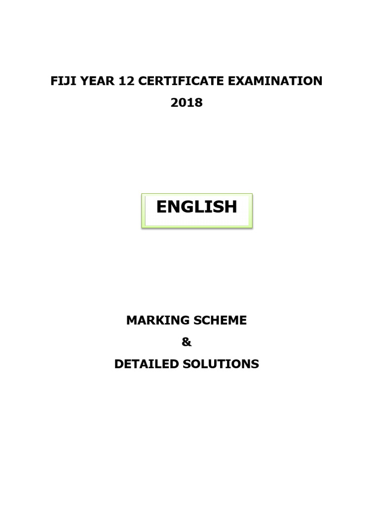 English: Fiji Year 12 Certificate Examination 2018 | PDF | Non ...