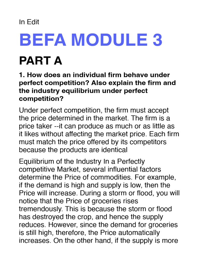 BEFA Mod | PDF | Perfect Competition | Monopoly