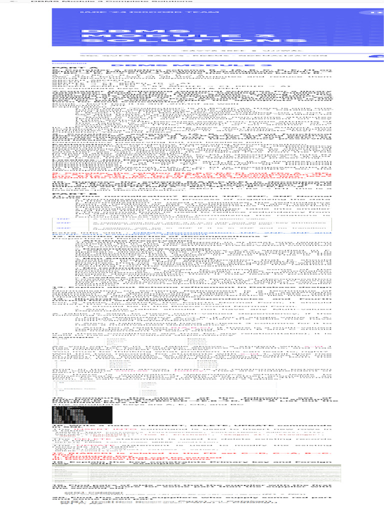 DBMS Module 3 Complete Solutions | PDF | Data | Computing