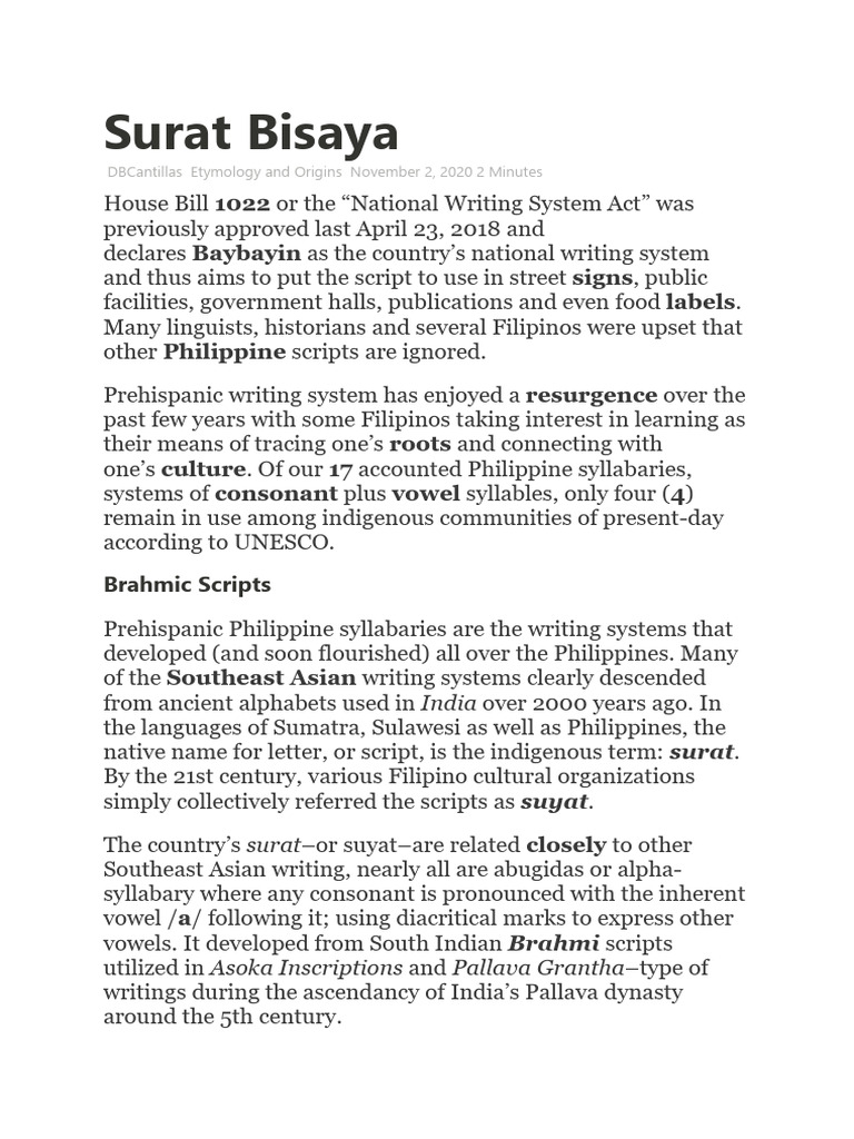 Surat Bisaya | PDF | Languages | Foreign Language Studies