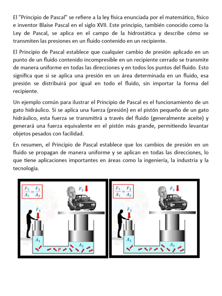 Principio de Pascal | PDF | Presión | Mecánica de fluidos