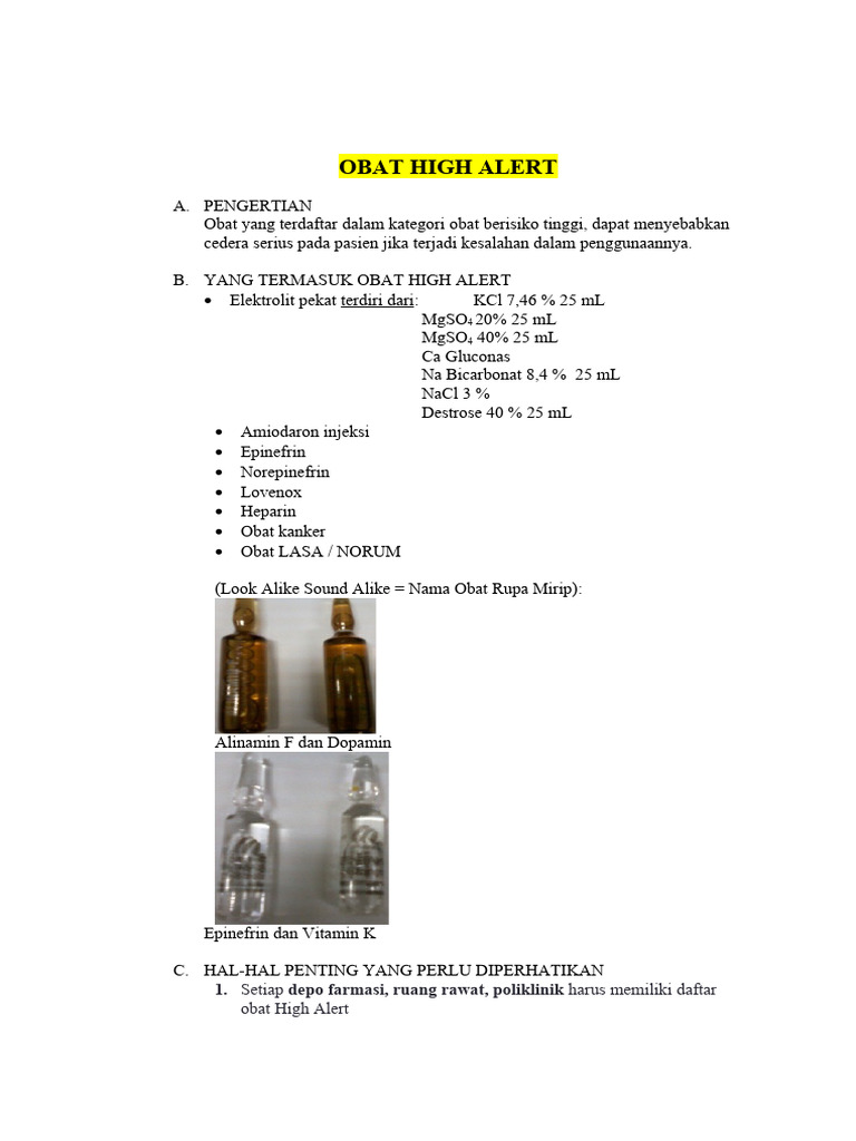 Obat High Alert | PDF