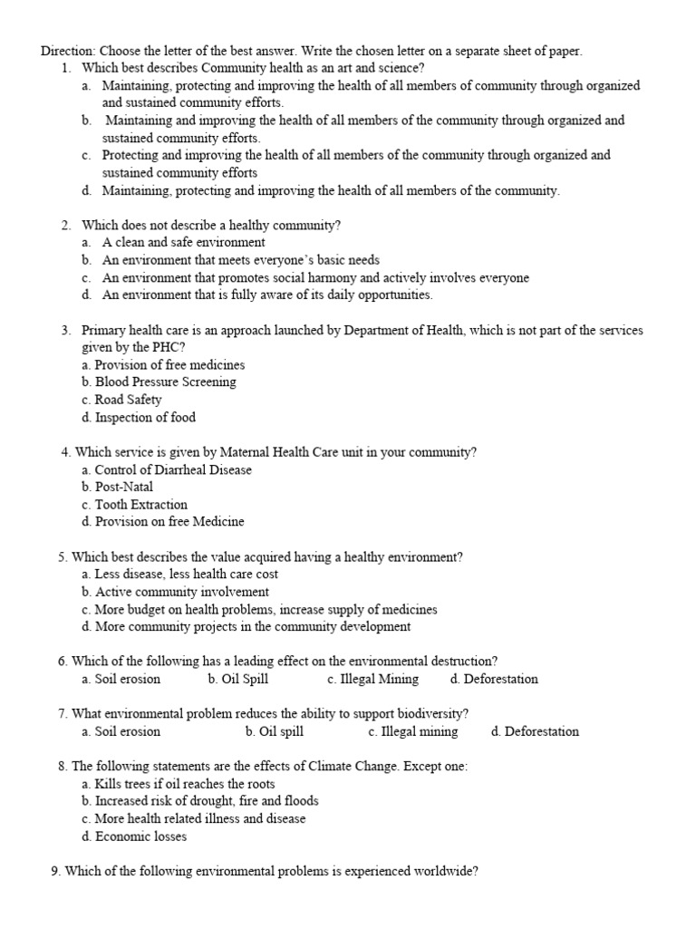 Quiz 1 Environmental Health | PDF | Waste Management | Waste