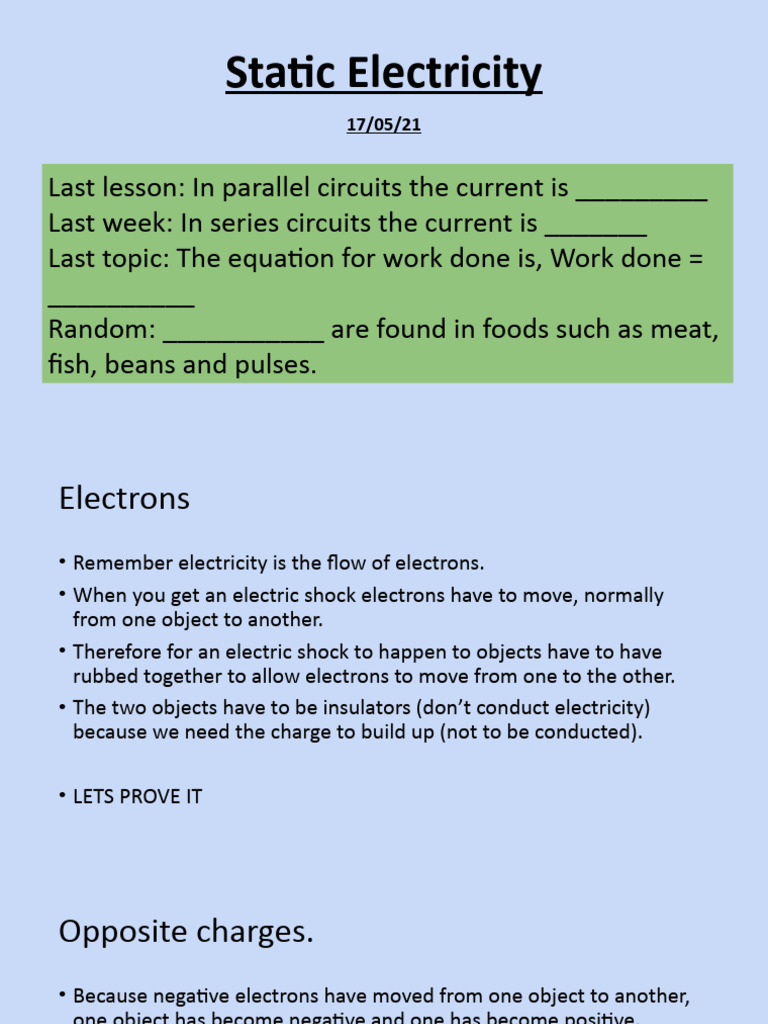 Static Electricity | PDF