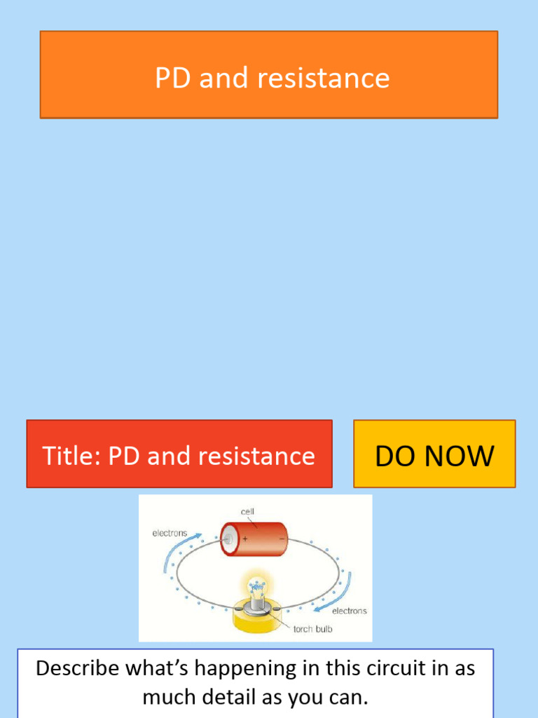 Current, PD, and Resistance Explained | PDF | Voltage | Electrical ...
