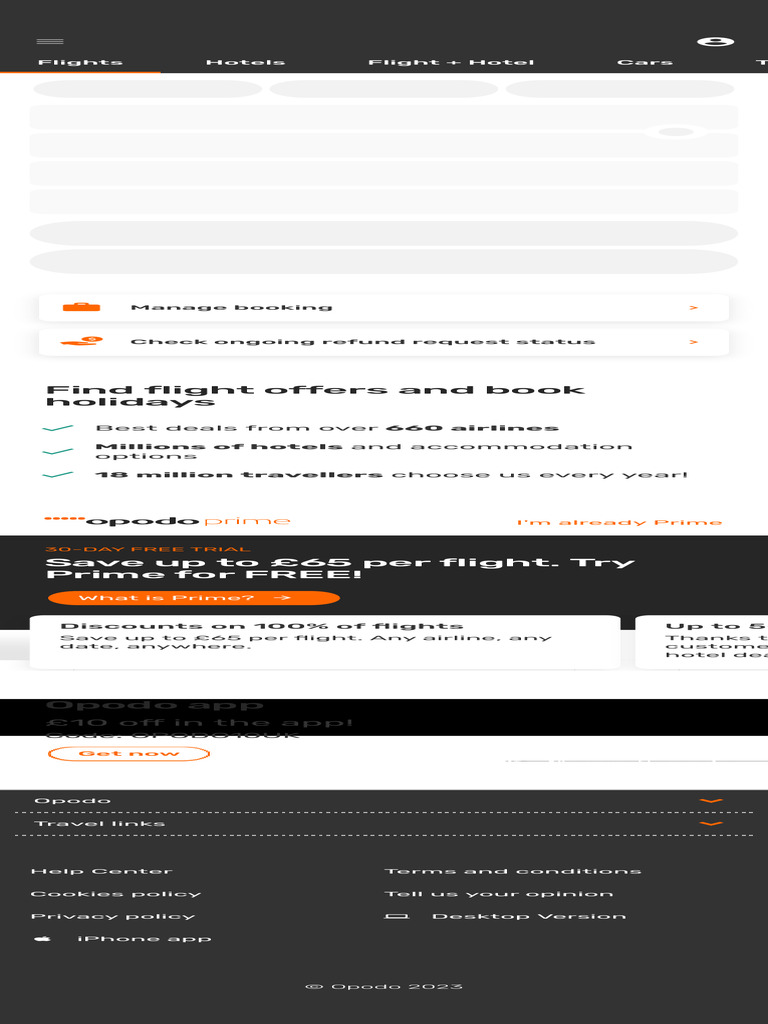 Book Cheap Holidays Flights, Hotels and Car Hire - Opodo | PDF