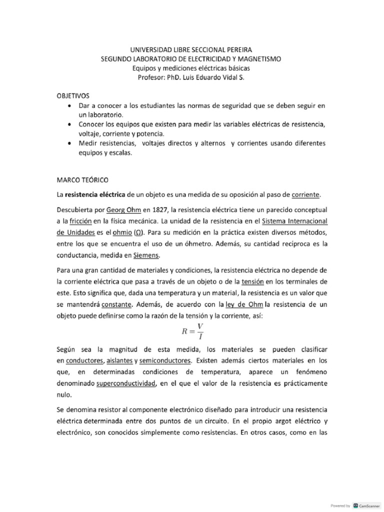 Laboratorio 2 - EYM - Equipos y Mediciones Eléctricas Básicas | PDF