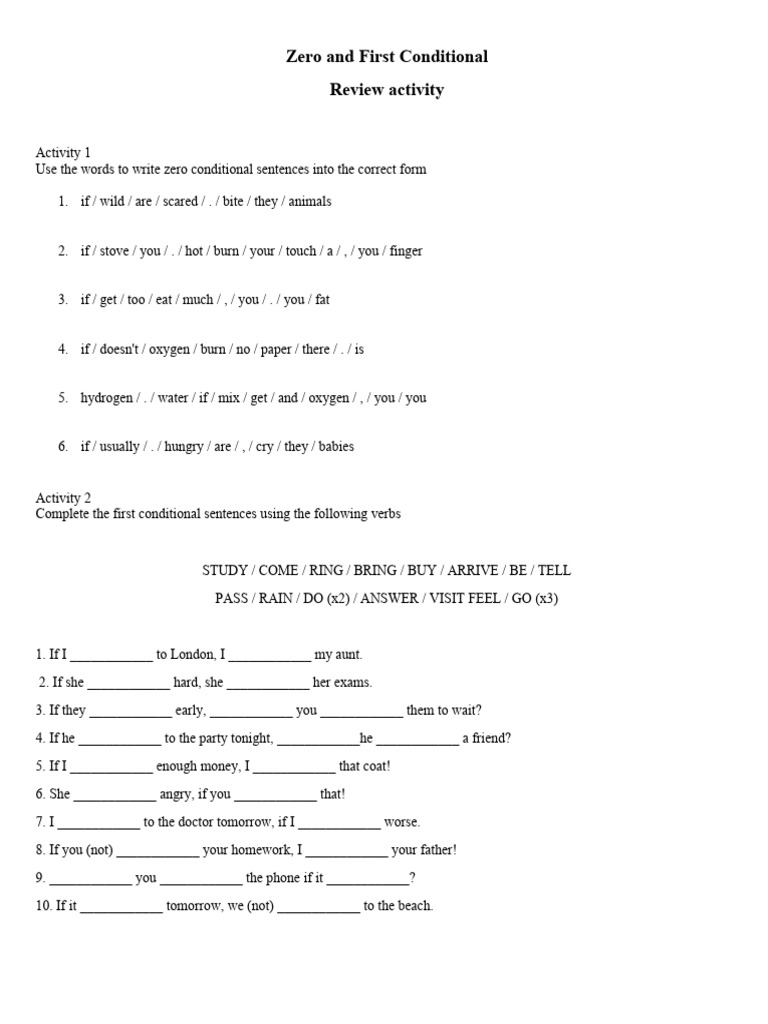Zero and First Conditional | PDF