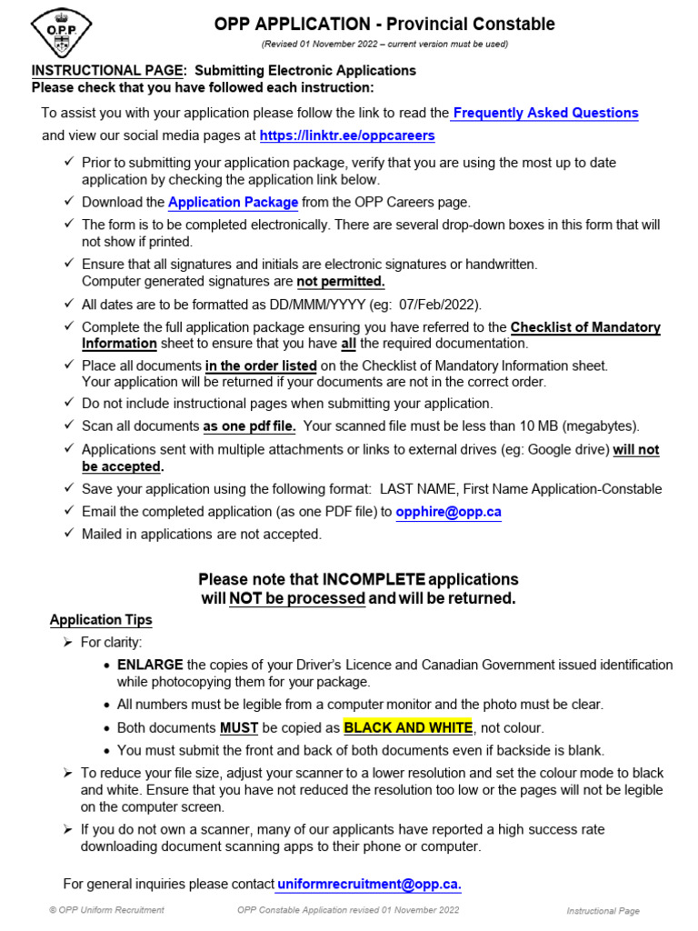 OPP Constable Application Revised 01nov22 | PDF | Disability