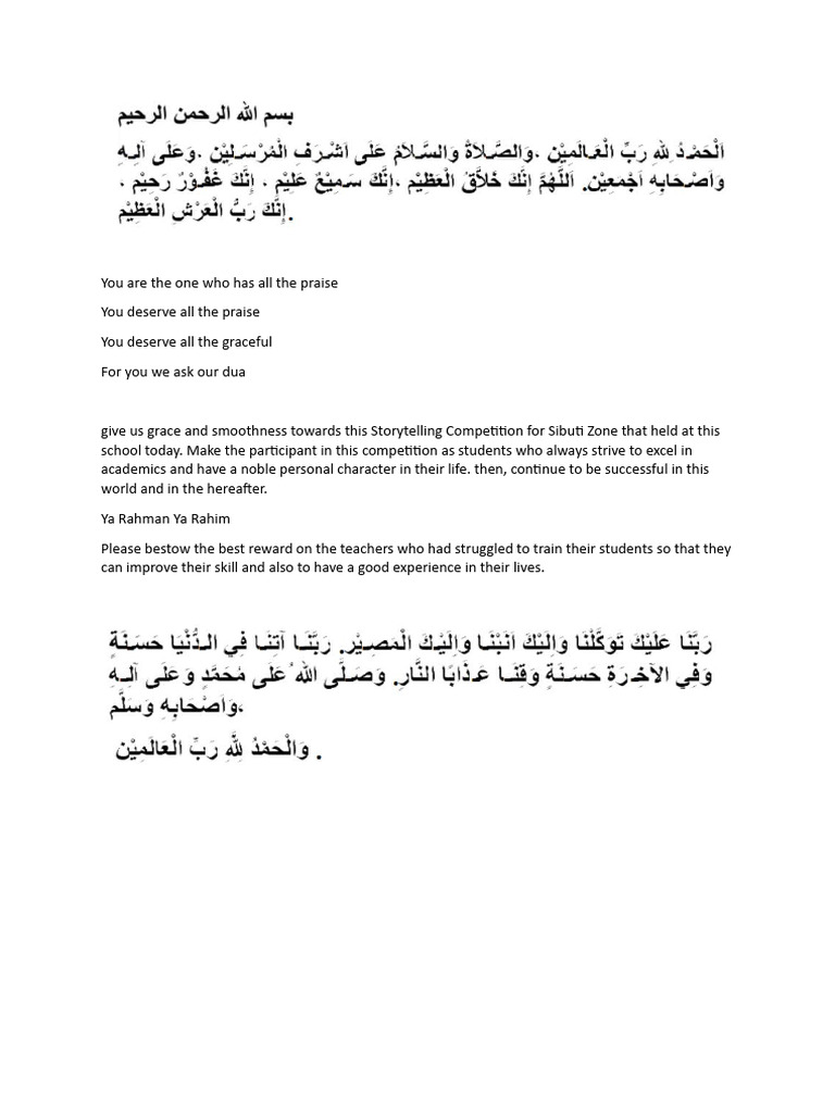 Teks Doa Competition Story Telling | PDF