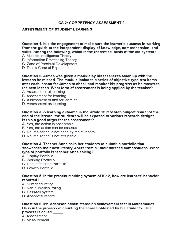 Assessment of Student Learning | PDF | Business | Art