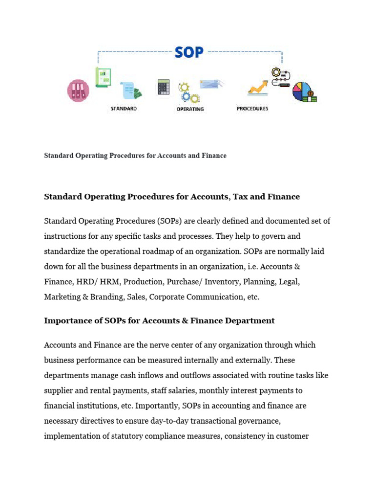 SOP For Finance2 | PDF | Business Process Management | Cheque