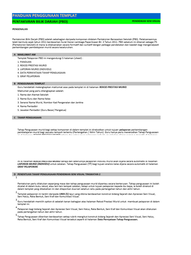 Templat Pelaporan PSV | PDF